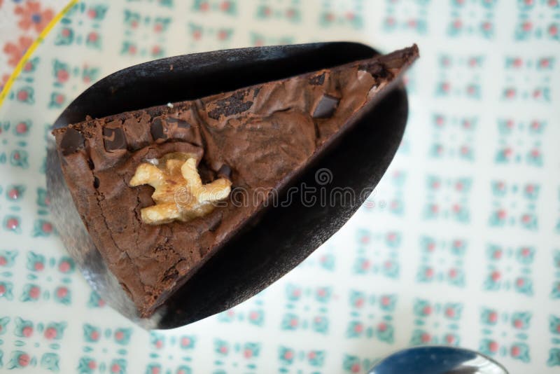 Triangle Shape Slices Piece of Dark Chocolate Brownies Cookie Stock ...