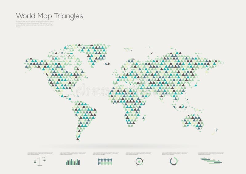 Triangle Shape World Map, Infographic Stock Vector - Illustration of ...