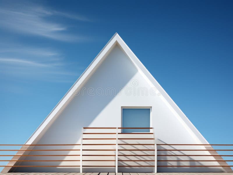 A Triangle Shaped House on a Wooden Deck Stock Illustration ...