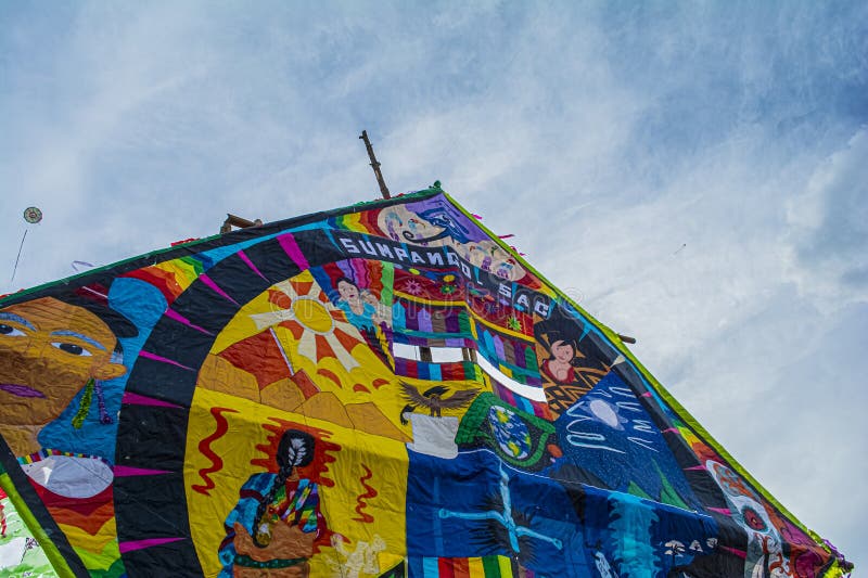 Triangle-shaped Kite with Mayan Figures, Editorial Photo - Image of ...