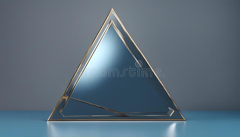 Triangle Shaped Mirror on Dark Blue Ground, 3D Rendering Stock ...