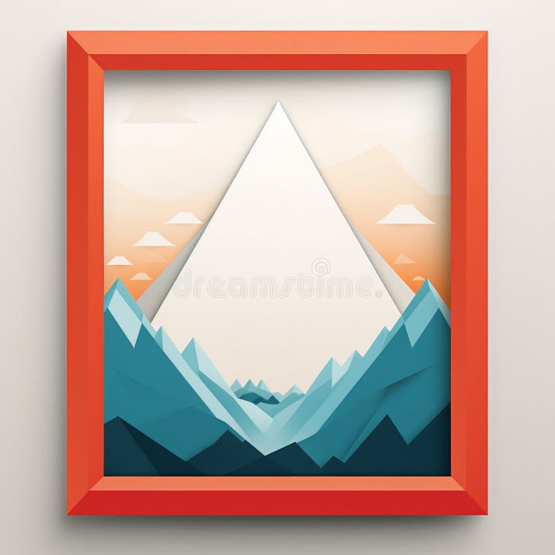 A Triangle Shaped Mountain is Shown in an Orange Frame Stock ...