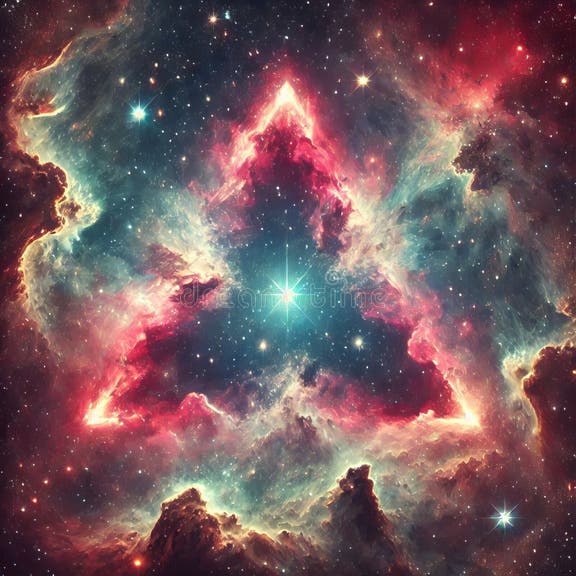 Triangle Shaped Nebula a Nebula Shaped Like a Triangle with a Po Stock Illustration ...