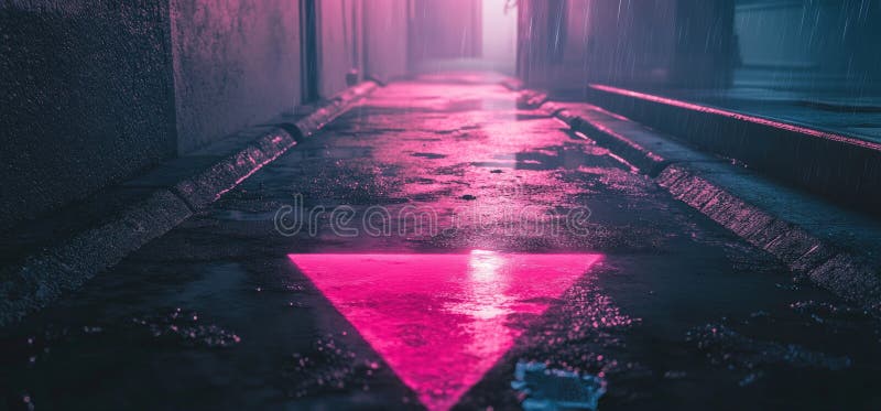 Triangle-shaped Neon Sign Adorns this Digital Artwork Stock ...