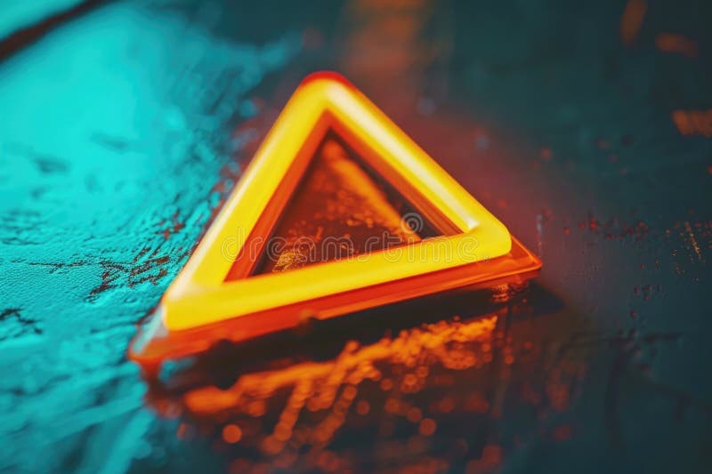 A Triangle Shaped Object on a Wet Surface, Suitable for Various Design ...