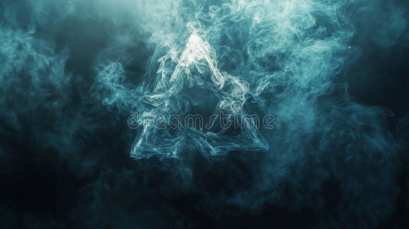 A Triangle Shaped Smoke Formation Against a Blue Background Stock ...