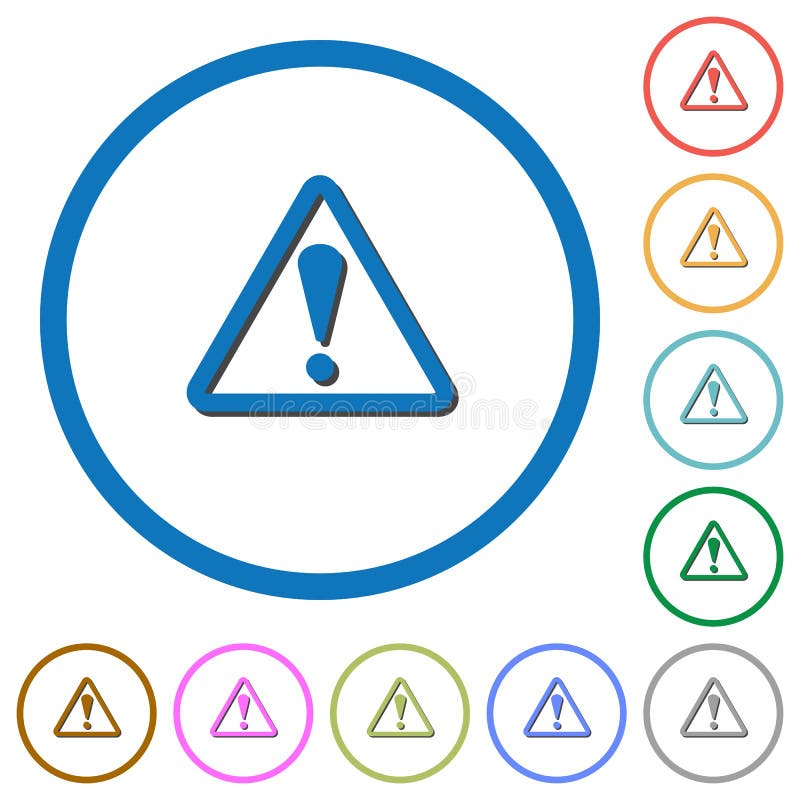 Triangle Shaped Warning Sign White Icons in Round Glossy Buttons on ...