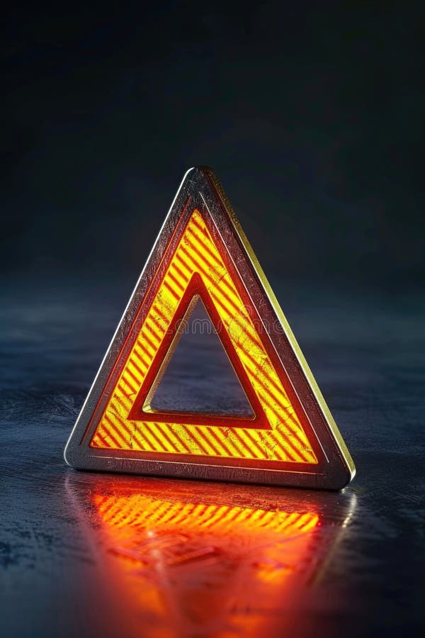 Triangle Shaped Warning Sign on a Table, Suitable for Safety and ...