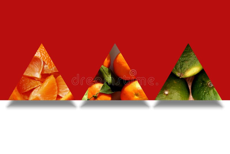 Triangle Shapes Full of Citrus Textures Stock Illustration ...