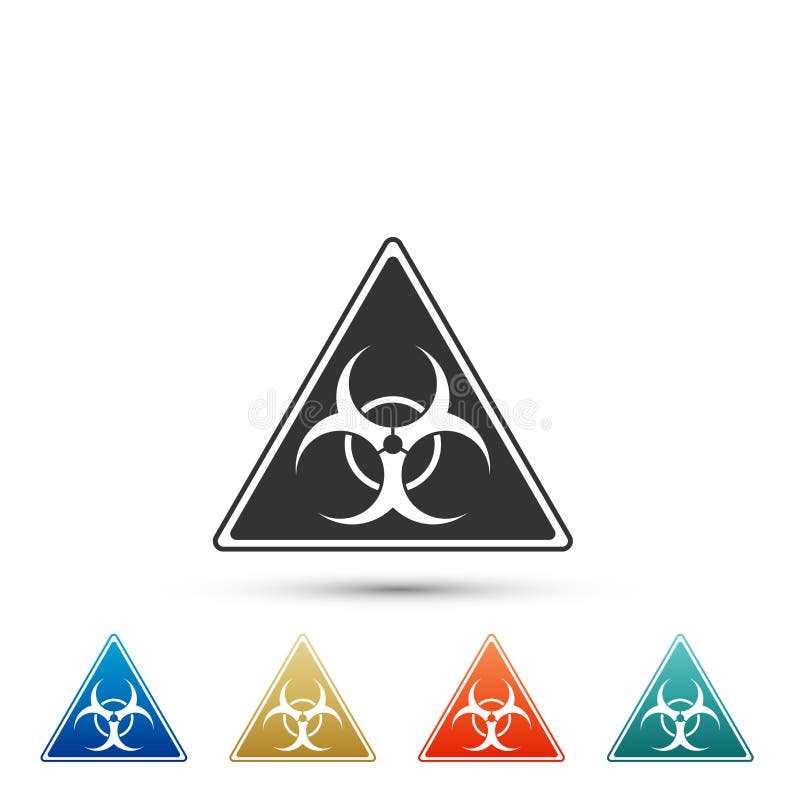 Triangle Sign with Biohazard Symbol Icon Isolated on White Background ...