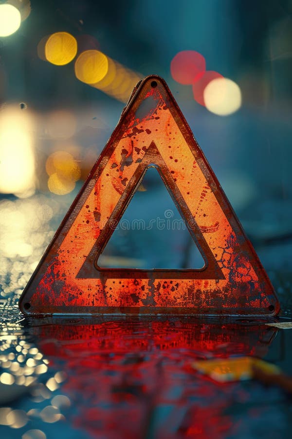 A Triangle Sign Sitting on the Side of a Road. Suitable for Traffic and ...
