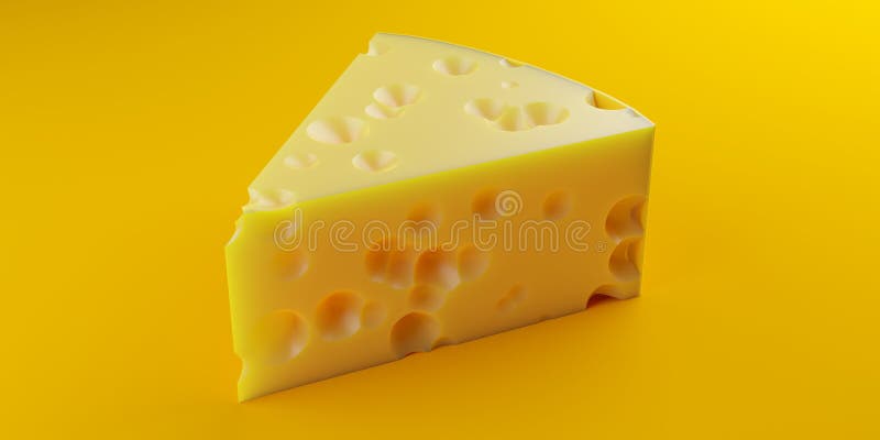 Triangle Sliced Piece of Emmentaler Cheese on Yellow Background Stock ...