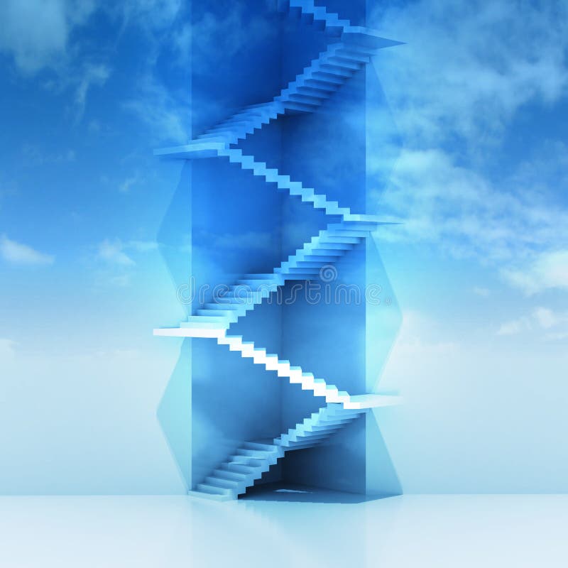 Triangle Staircase Tower As Building Development Template Stock ...