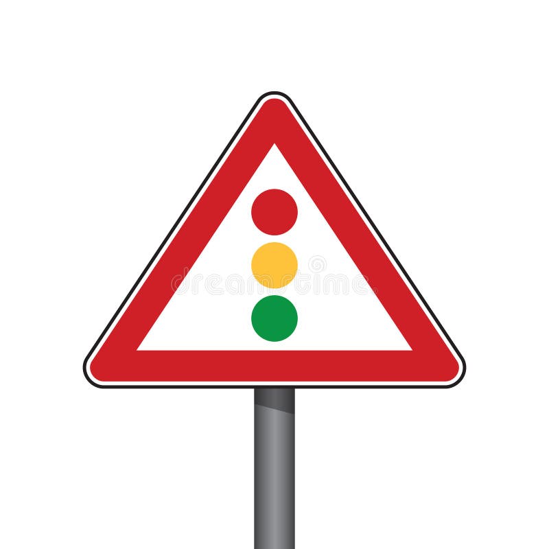 Triangle Traffic Sign with Traffic Light Symbol Isolated Stock Vector ...