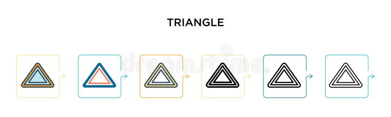 Triangle Vector Icon in 6 Different Modern Styles. Black, Two Colored ...