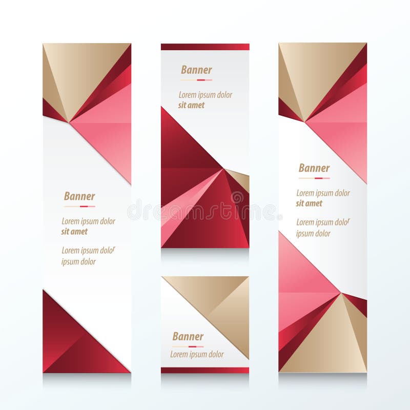 Triangle Vertical Banner Brown, Pink, Red Stock Vector - Illustration ...