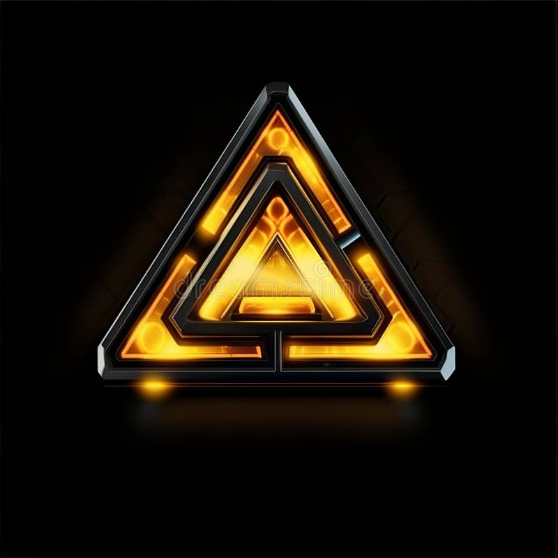 Triangle Wall Lamp Yellow Glow Front Shape on Black Background Stock ...