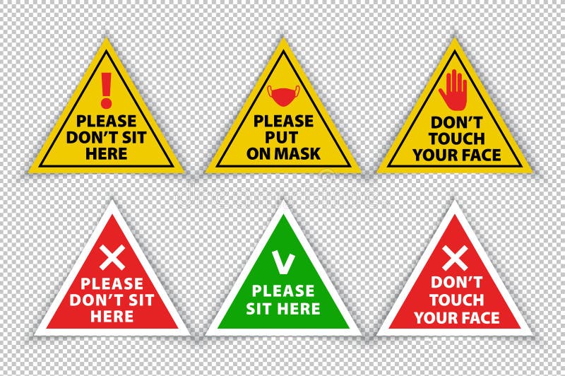 Warning Signs on Transparent Background.. Keep Distance between People ...