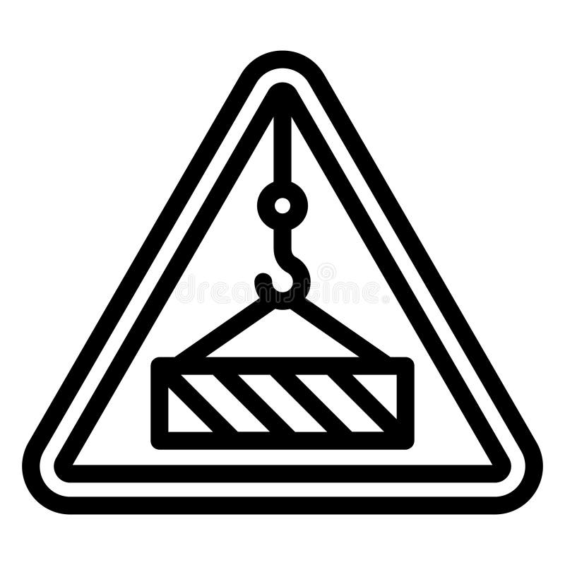 Triangle Warning with Crane Hook Line Icon, High Edge Cargo Concept ...