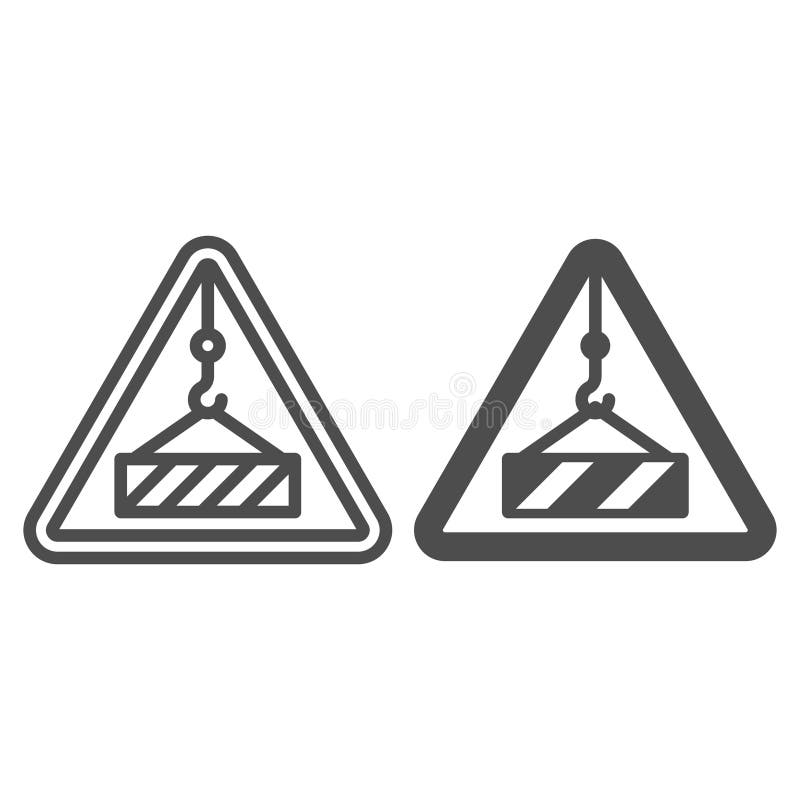 Triangle Warning with Crane Hook Line and Solid Icon, High Edge Cargo ...