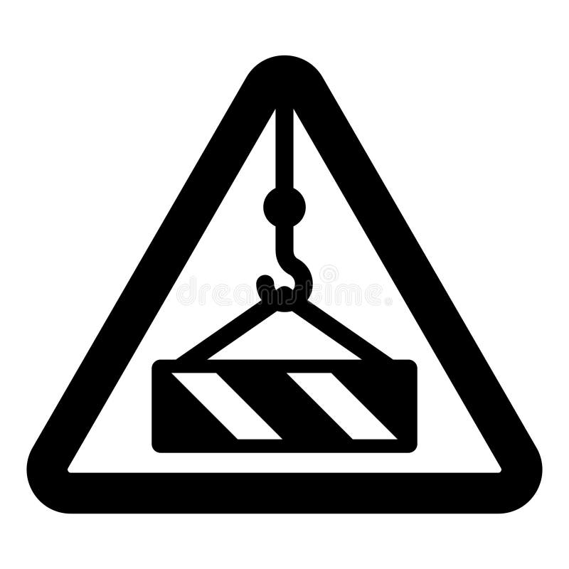 Triangle Warning with Crane Hook Solid Icon, High Edge Cargo Concept ...
