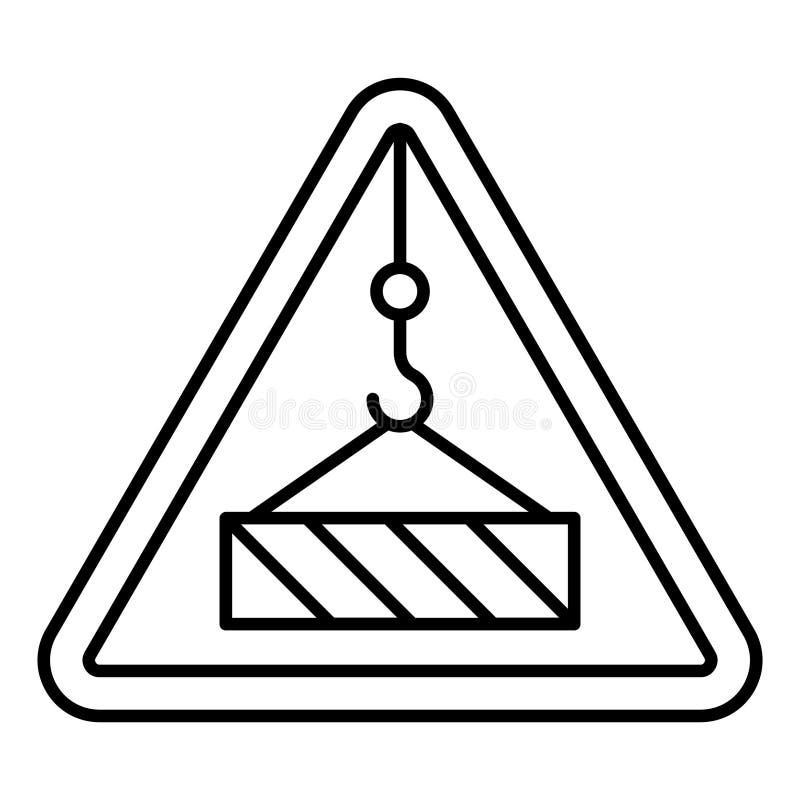 Triangle Warning with Crane Hook Thin Line Icon, High Edge Cargo ...
