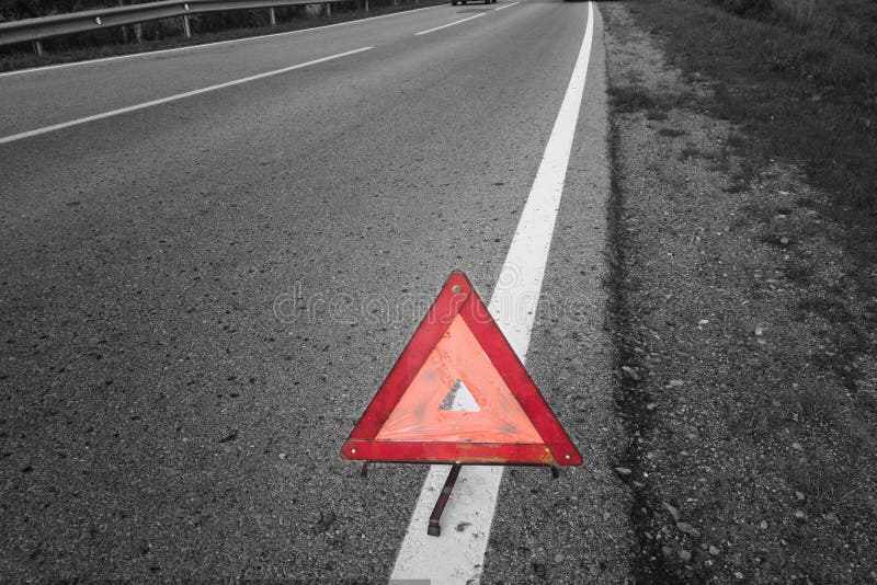 Triangle warning road sign stock image. Image of selective - 158095923