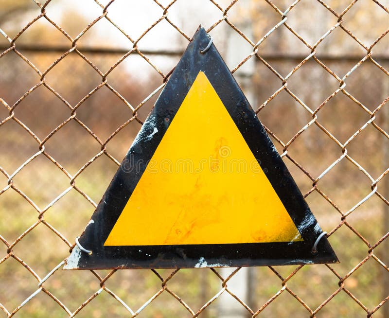 Triangle warning sign stock photo. Image of fence, caution - 183530210