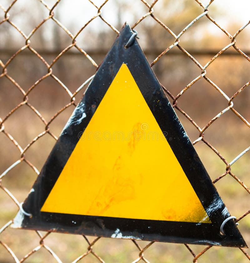 Triangle warning sign stock photo. Image of fence, caution - 183530210