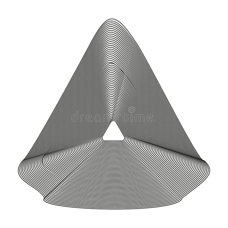 Triangle Wireframe Shape. Layered Contour Pyramid. Optical Stripe ...