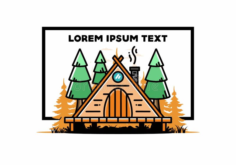 Triangle Wooden Cabin between Pine Tress Illustration Design Stock ...