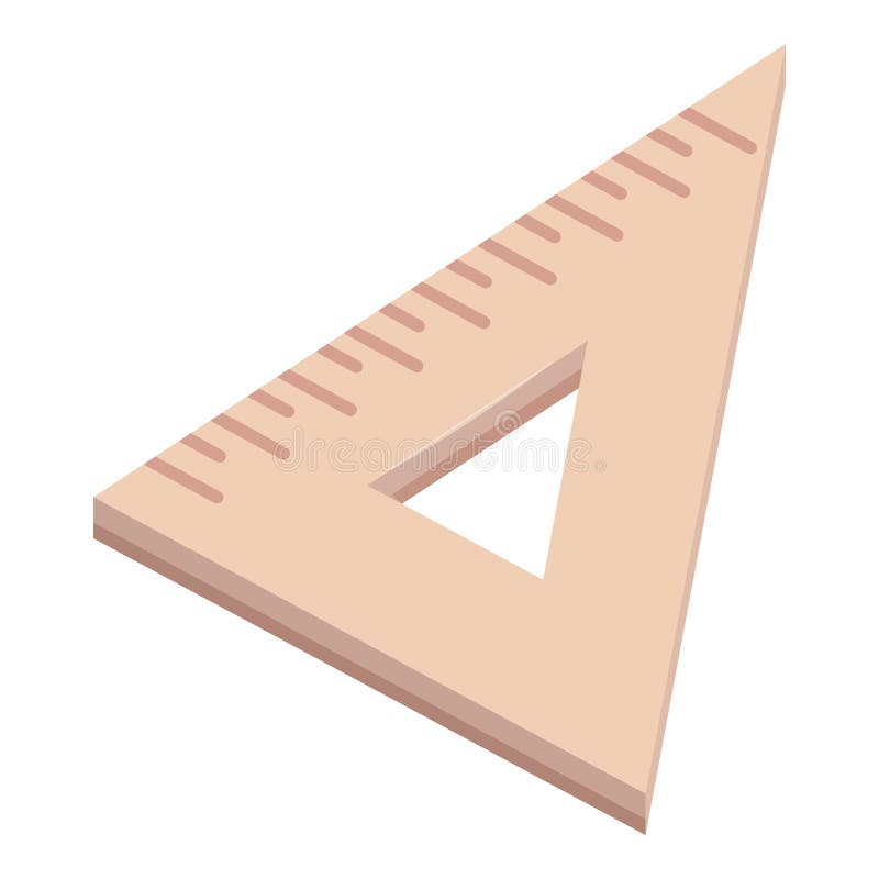 Triangle Wooden Ruler Icon, Cartoon Style Stock Vector - Illustration ...