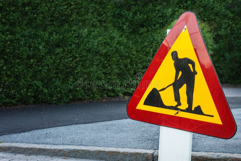 A Triangle Work Warning Sign Stock Image - Image of sign, caution ...