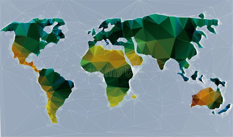 Triangle World Map Vector Illustration. Stylize World Map, Technology ...