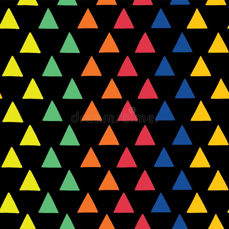 Triangles Vector Seamless Pattern. Rainbow Triangles. Geometric Shape ...