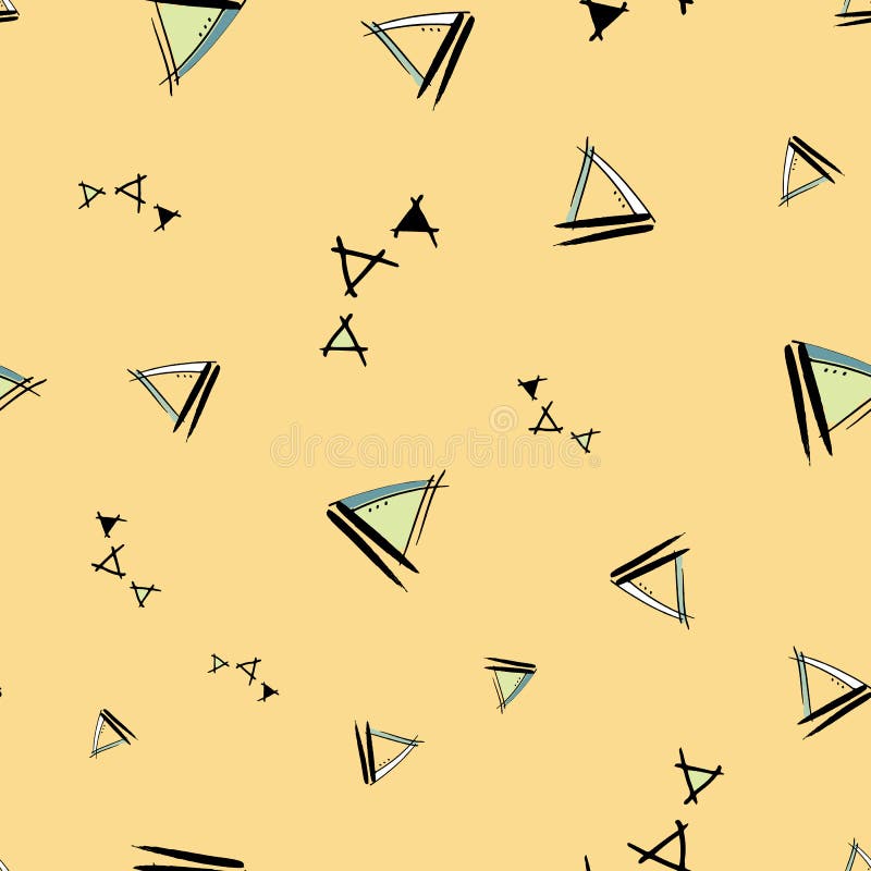 Triangles Hand Drawn Vector Seamless Repeat Pattern with Ink Doodles ...