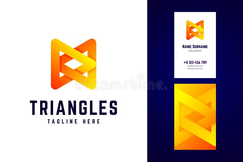 Triangles Logo and Business Card Template. Vector Logotype in Mo Stock ...
