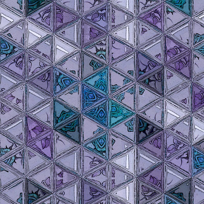 Triangles Pattern. Luxury Floral Decoration in Pastel Blue and Light ...