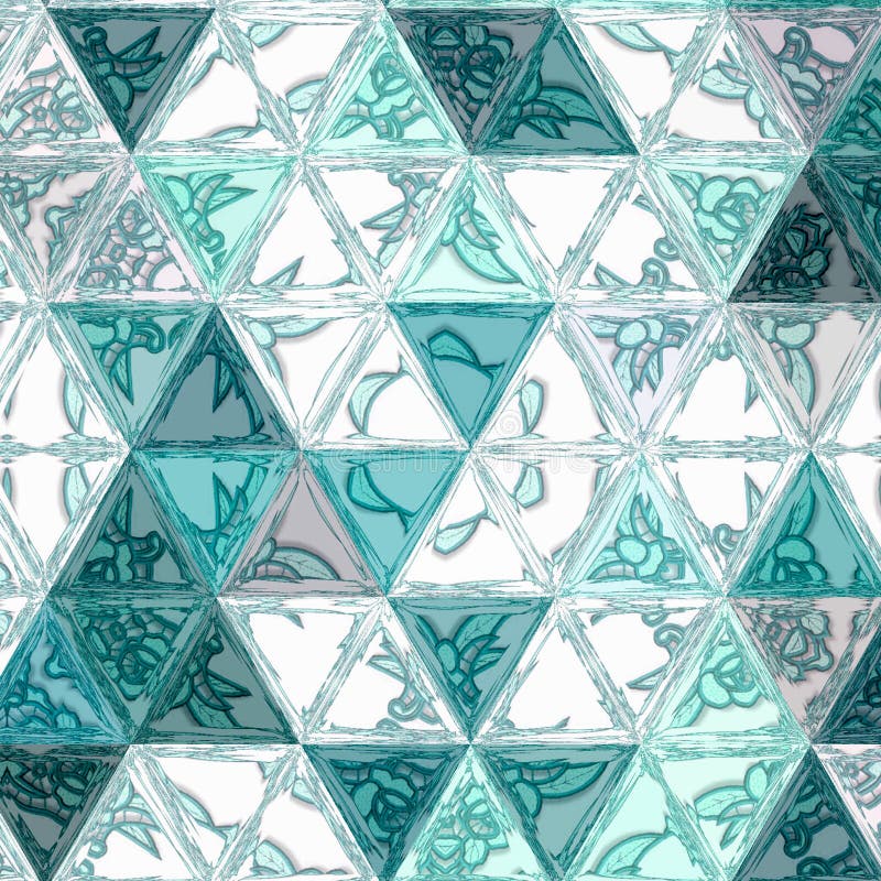 Geometric Triangles Pattern with Stripes Effect Stained Glass in White ...