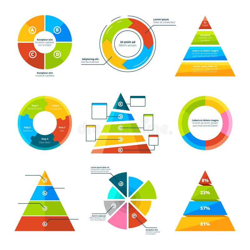 Triangles, Pyramids and Round Elements for Infographics Stock Vector ...
