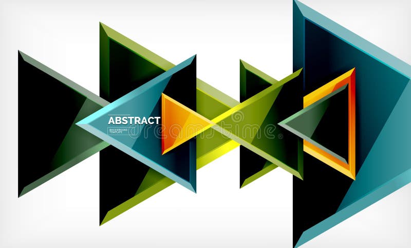 Triangles Repetiton Geometric Abstract Background, Multicolored Glossy ...