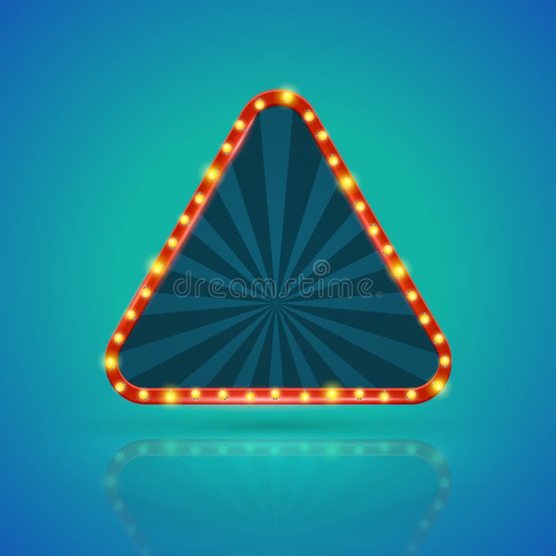 Triangles Retro Light Banner with Light Bulbs on the Contour. Stock ...