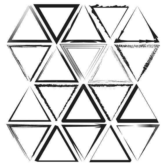 Triangles with Unique Outlines. Abstract Geometric Shapes. Black and ...