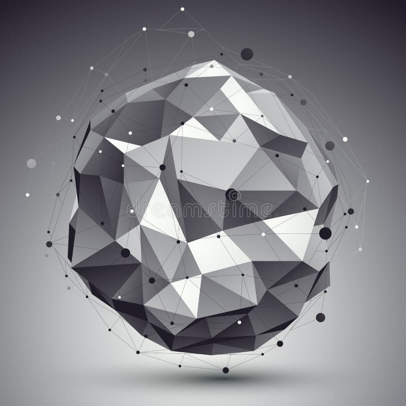 Triangular Abstract Grayscale 3D Shape, Vector Digital Eps8 Lattice ...