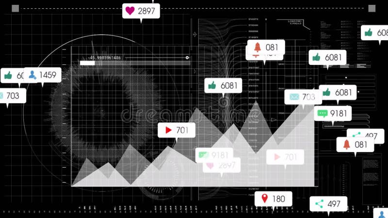 Triangular Area Chart Animating Across Dark Analytics Dashboard Showing Radial Graph, Metric ...