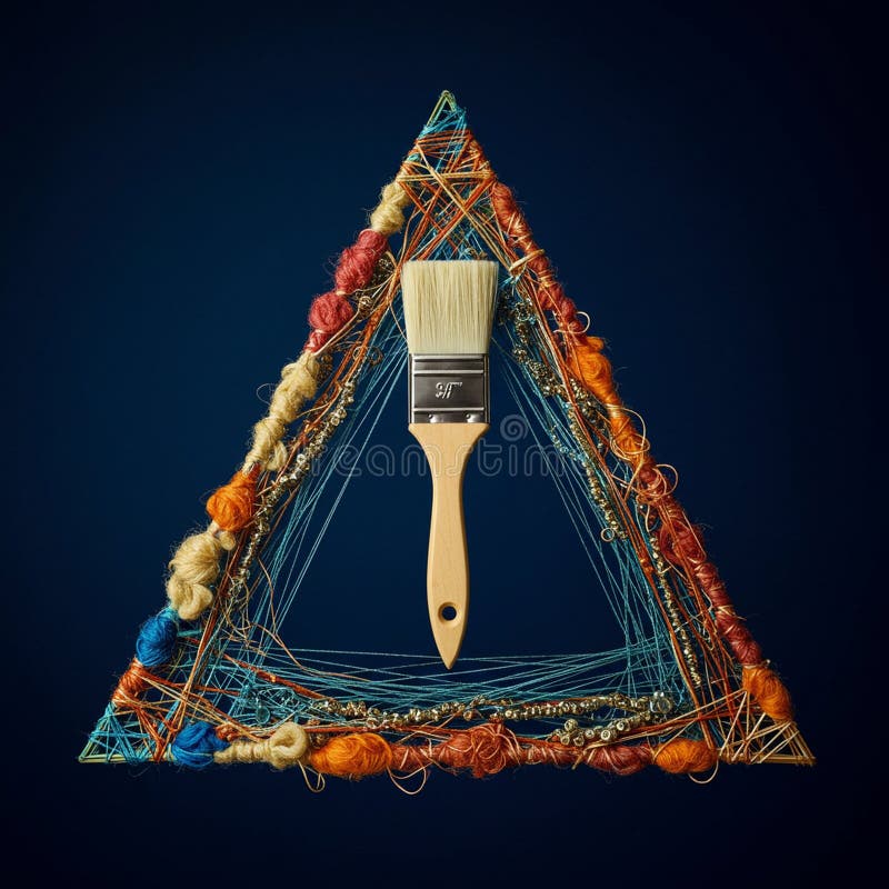 A Triangular Art Piece Composed of Multicolored Yarn and String ...