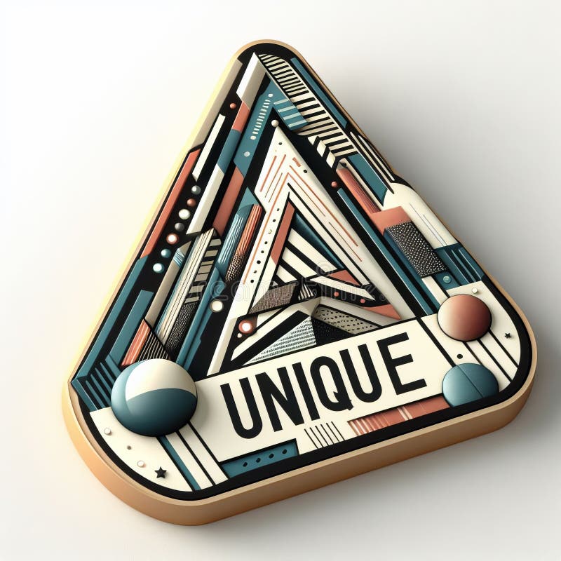 Triangular Badge with a Modern Abstract Design and the Word Ni Stock ...