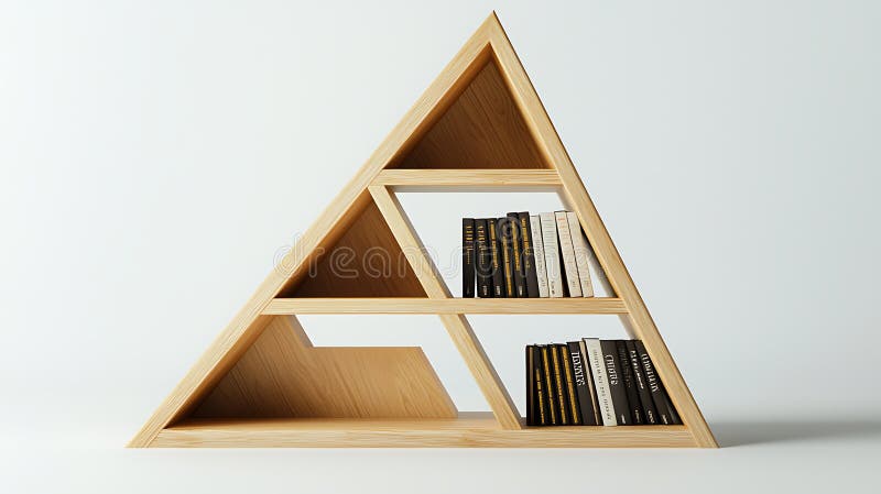 A Triangular Bookshelf with a Stack of Books on it Stock Photo - Image ...