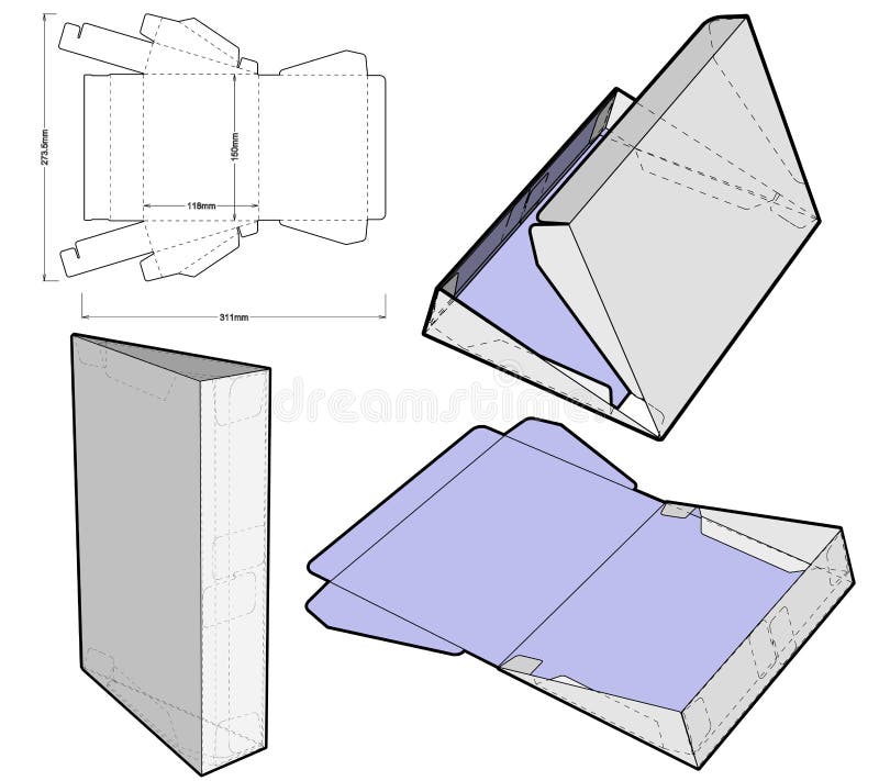 Triangular Folding Box with Handle and Die-cut Pattern. Stock Vector ...