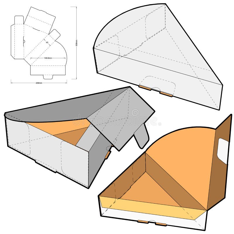 Triangular Box and Die-cut Pattern. Stock Vector - Illustration of open ...